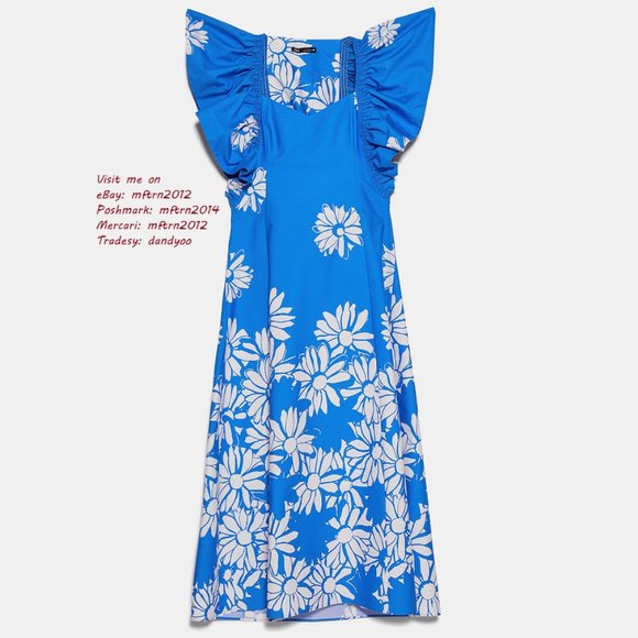 Zara | Dresses | Zara Floral Printed Dress With Ruffle Trims | Poshmark